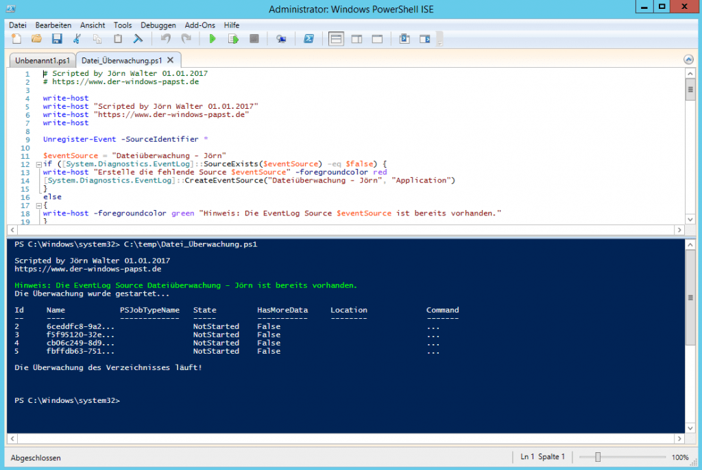 PS File - File System Watcher Dateiüberwachung - Der Windows Papst - IT ...