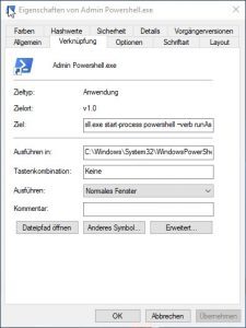 Powershell Quick Tip - Konsole per Verknüpfung als Administrator öffnen