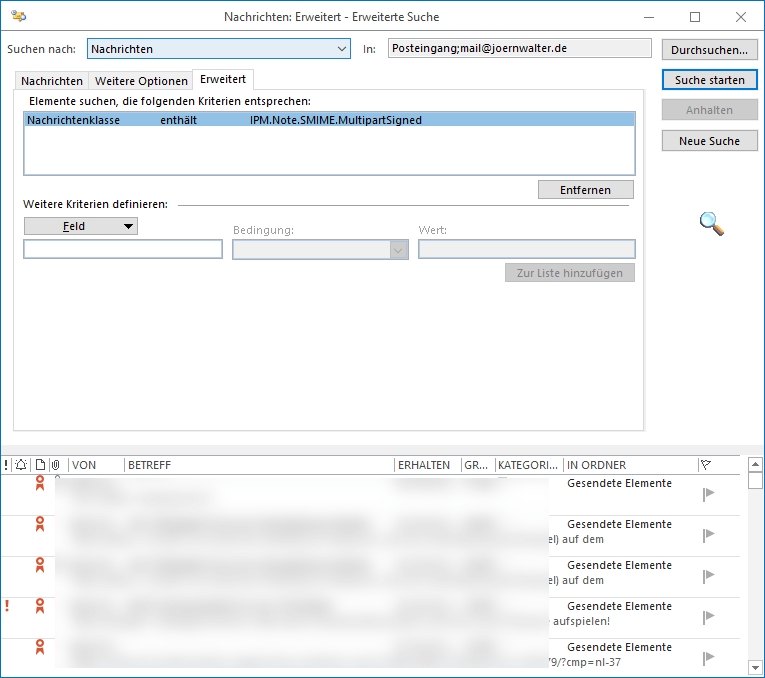 Outlook - Suche nach signierten und oder verschlüsselten E-Mails - Der ...