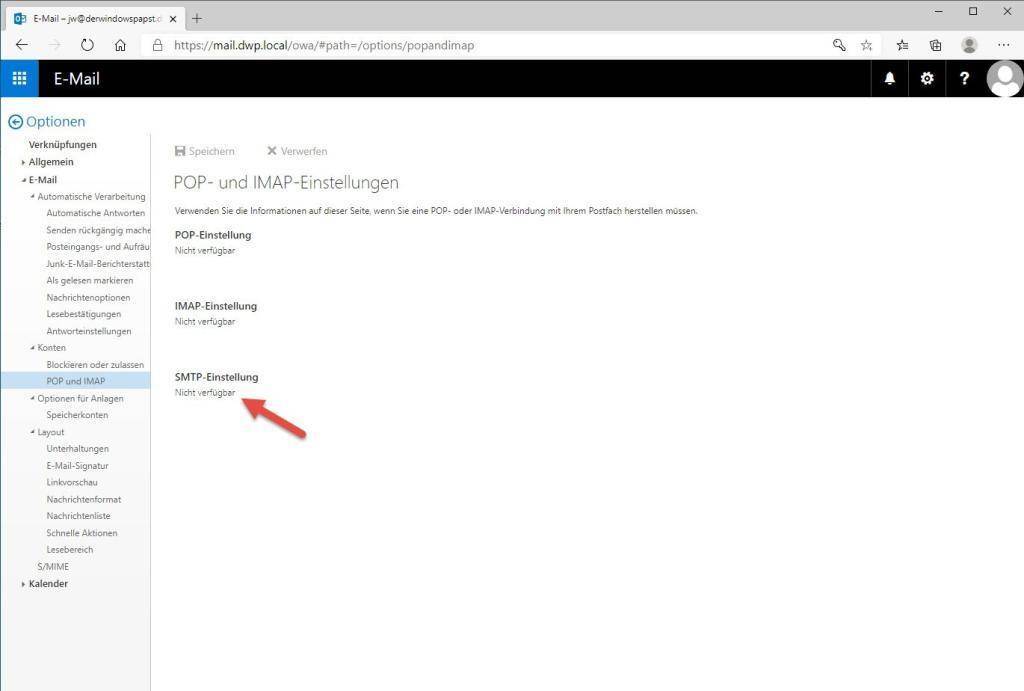 Exchange OWA SMTP Einstellungen anzeigen - Der Windows Papst - IT Blog ...
