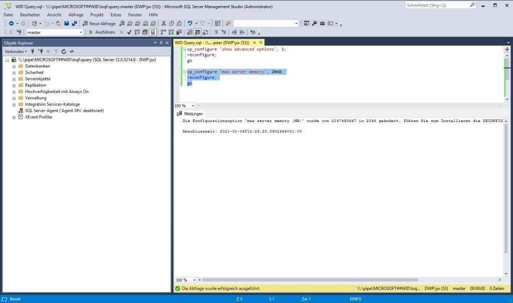 Interne Windows Datenbank (WID) RAM konfigurieren - Der Windows Papst ...