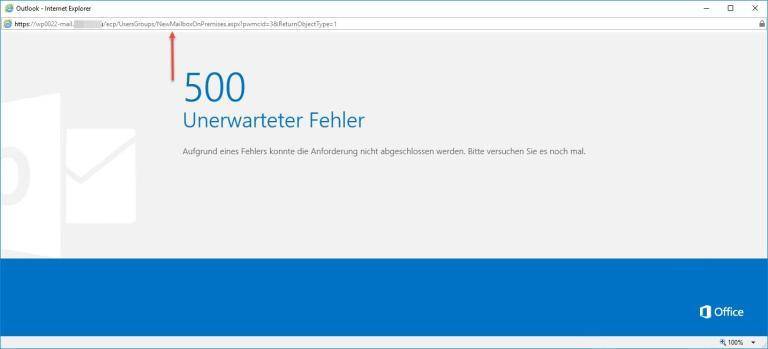 500 Unexpected Error when trying to create a user mailbox in ECP - Der ...