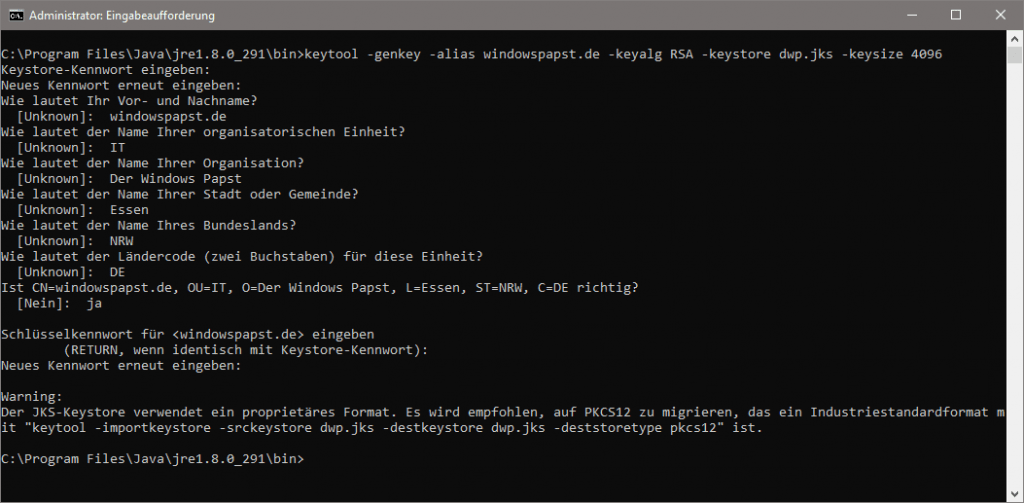 SAN-Zertifikat mit Keytool für Tomcat oder IIS - Der Windows Papst - IT ...