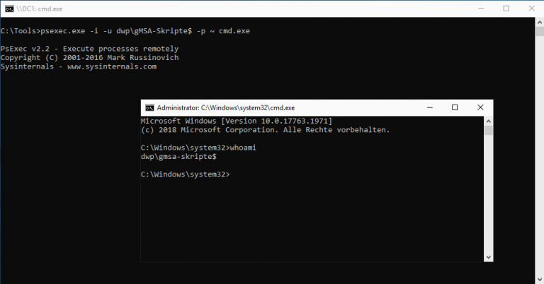 CMD starten mit gMSA Account - Der Windows Papst - IT Blog Walter