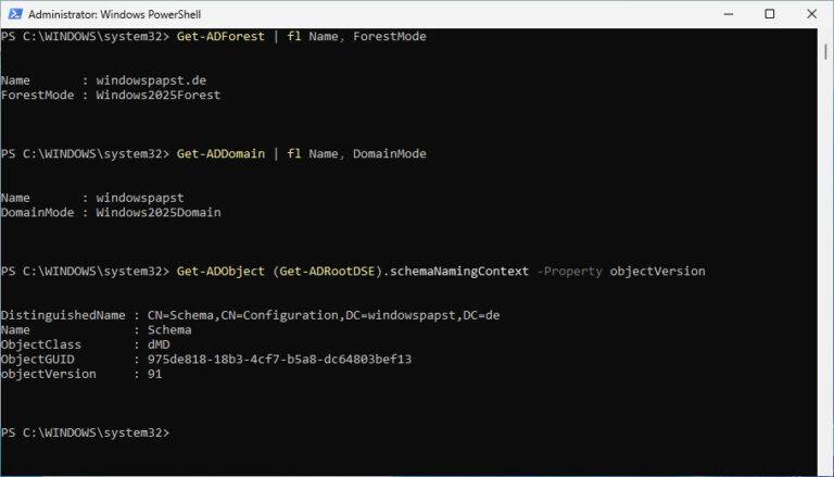 Upgrade Active Directory Level 2016 auf 2025 - Der Windows Papst - IT ...