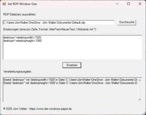 Change Default.rdp Window Size - Der Windows Papst - IT Blog Walter